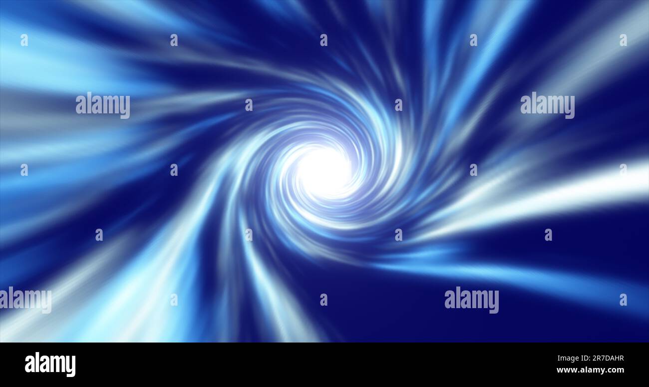Abstract energy blue tunnel twisted swirl of cosmic hyperspace magical bright glowing futuristic ...