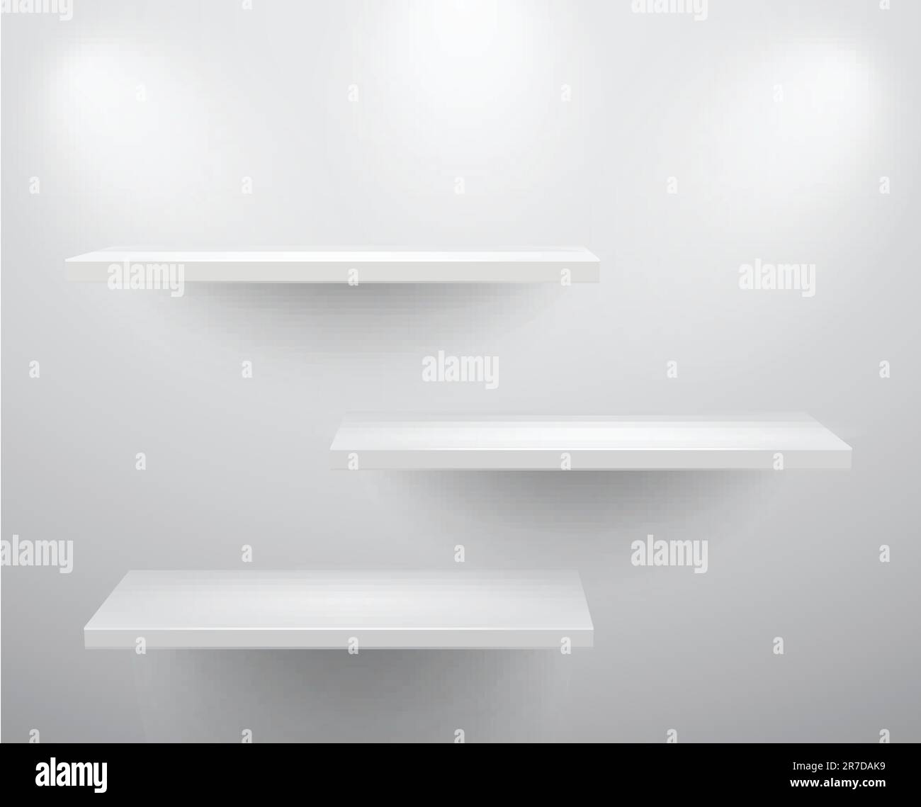 3d isolated Empty shelves for exhibit. Vector illustration Stock Vector ...
