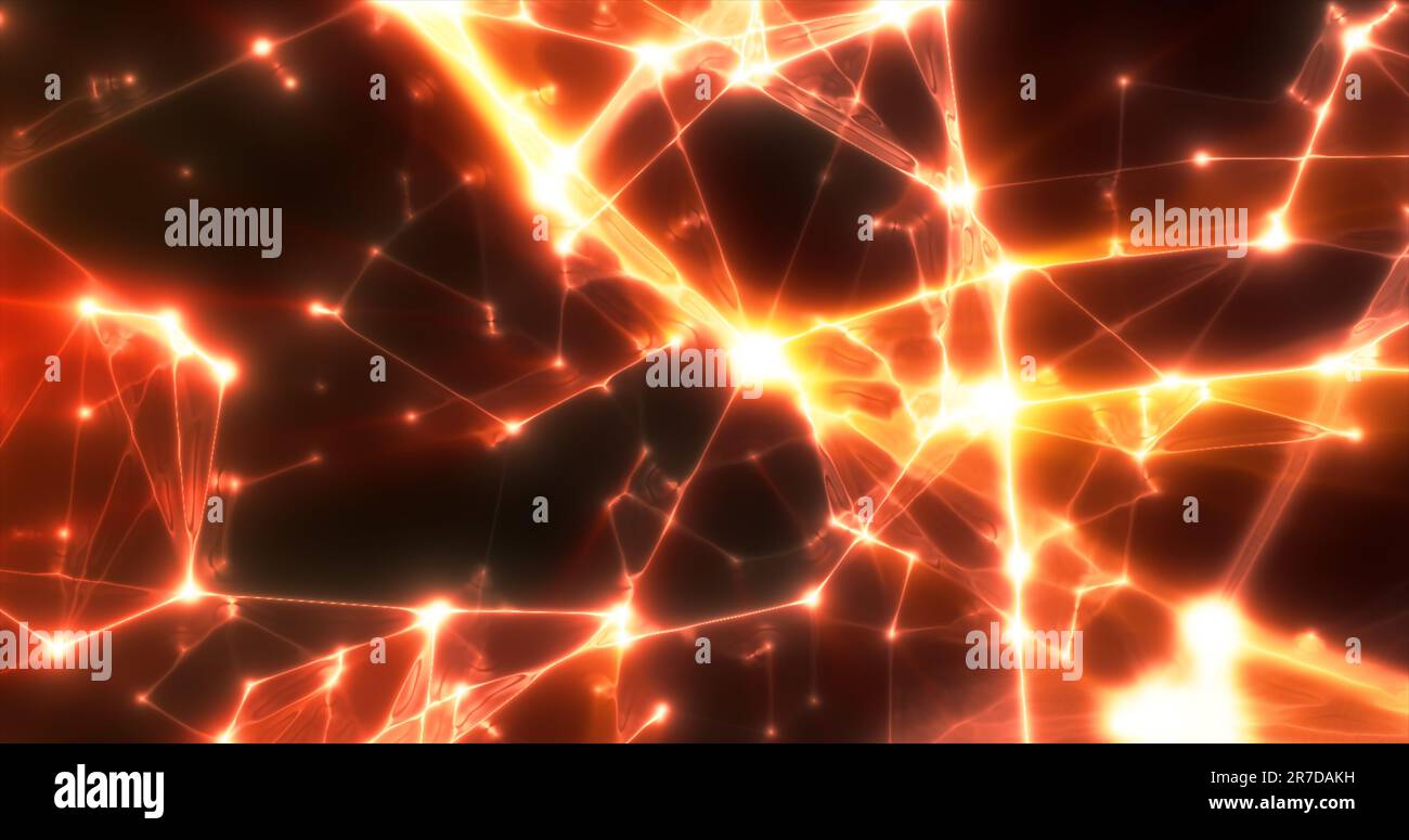 Abstract yellow orange plexus lines triangles energy magical background ...