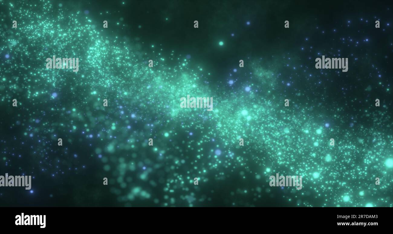 Abstract green energy magic round particles round with bokeh effect ...