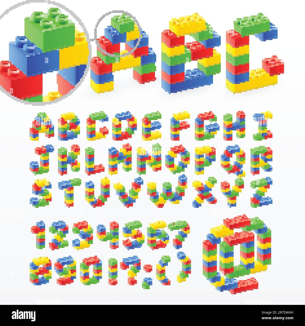 Colorful brick toys font with numbers. Vector illustration Stock Vector ...