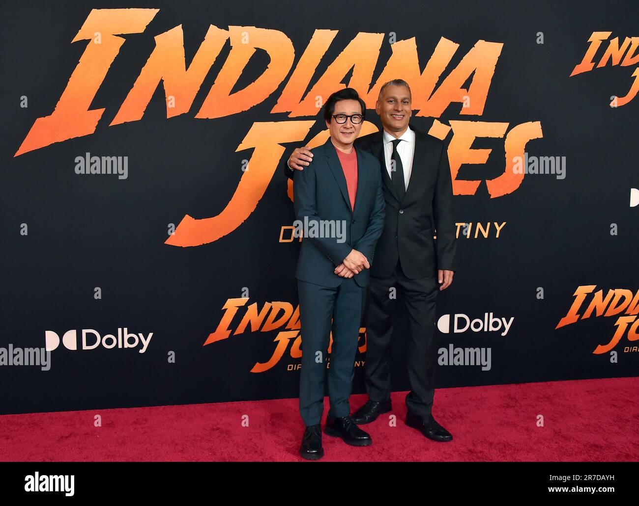 Raj Singh, left, and Ke Huy Quan arrive at the premiere of "Indiana ...
