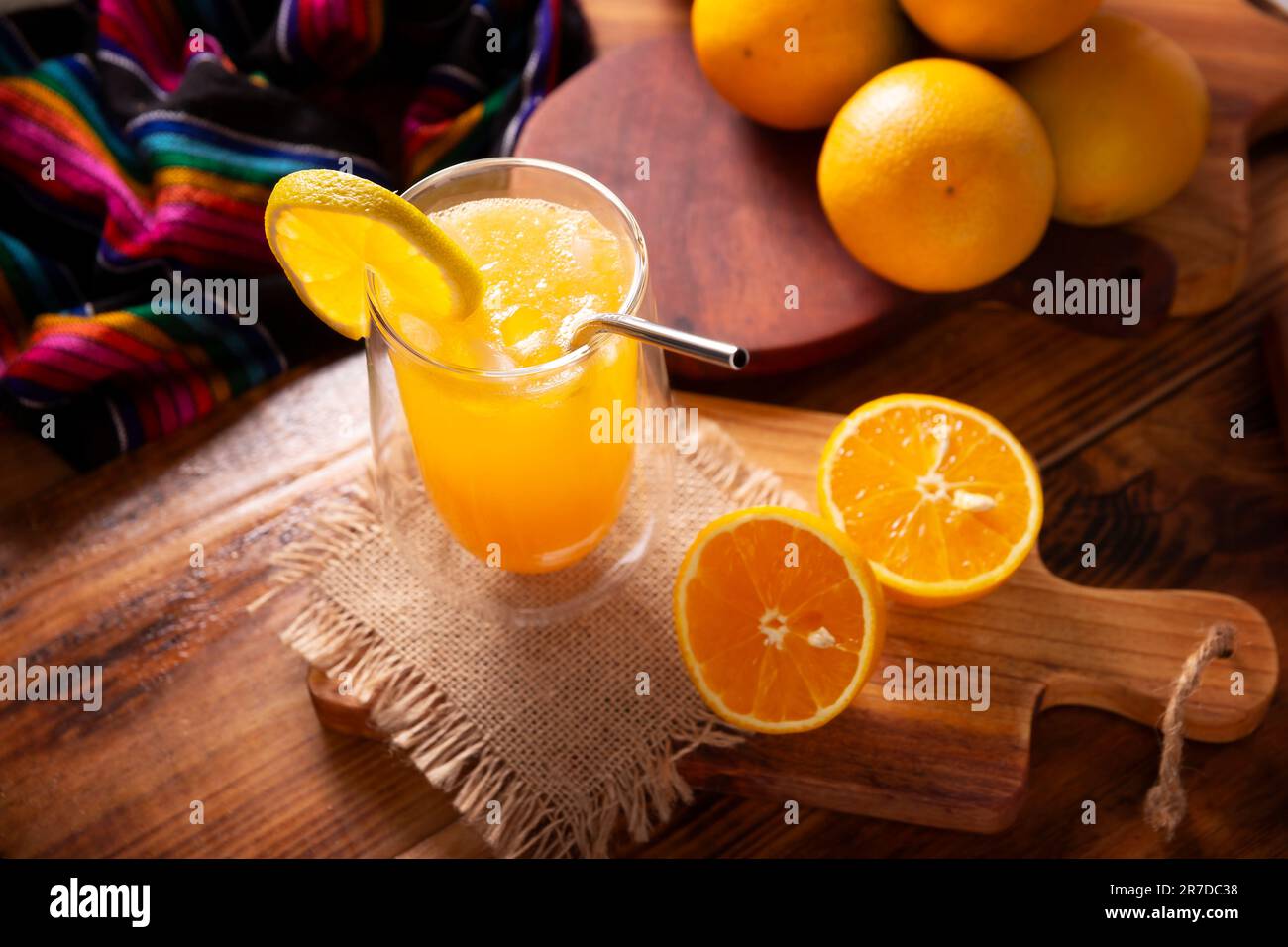 Refreshing homemade orangeade, a natural hydrating drink made from ...