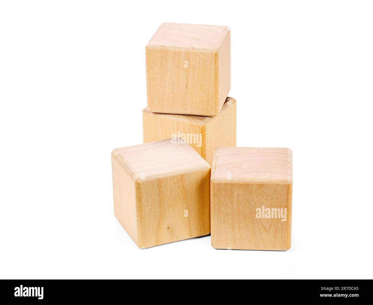 Children's eco toys as empty wood blocks, isolated on a white Stock ...