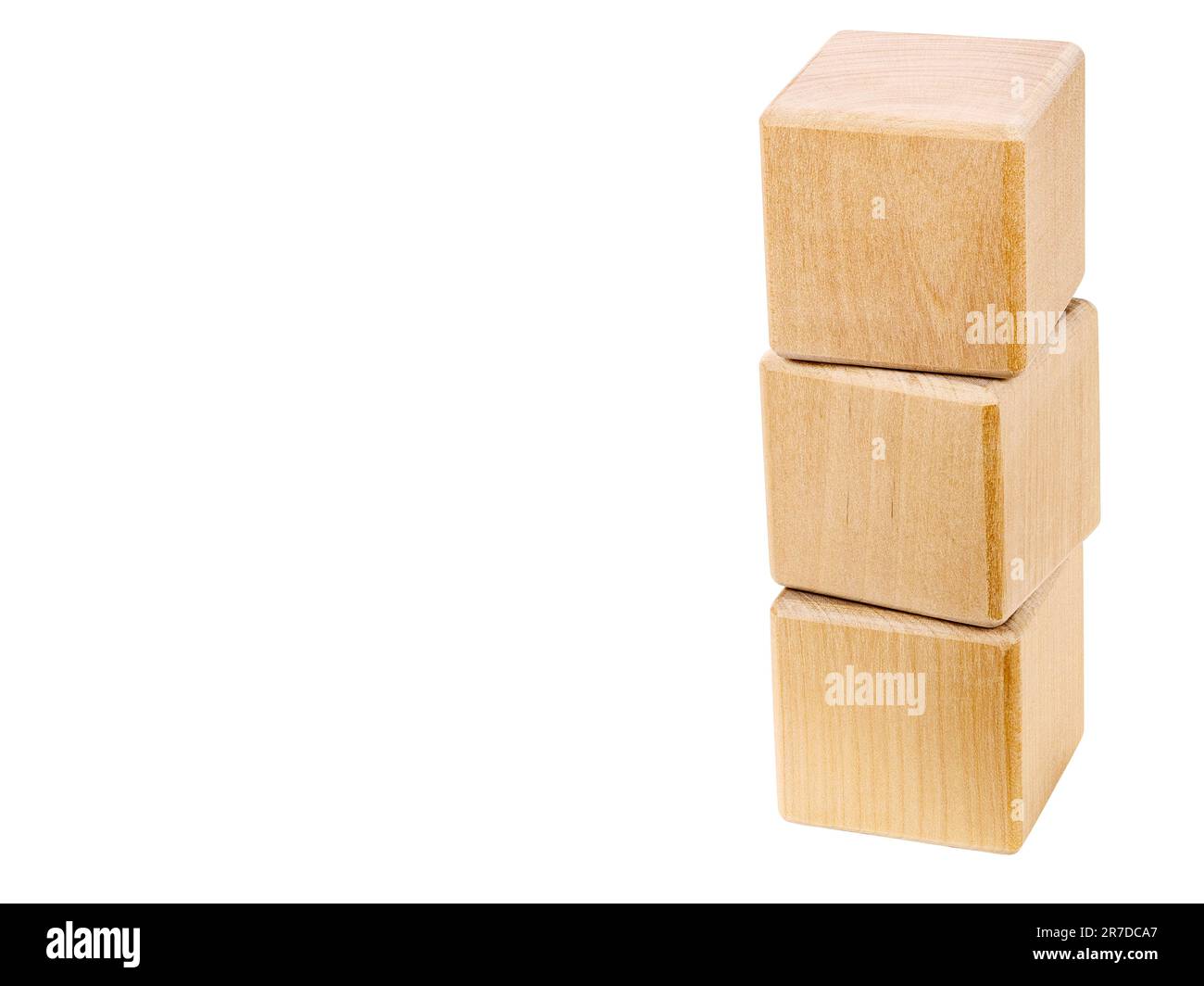 Three empty wood blocks arranged vertically, for your text, isolated on ...