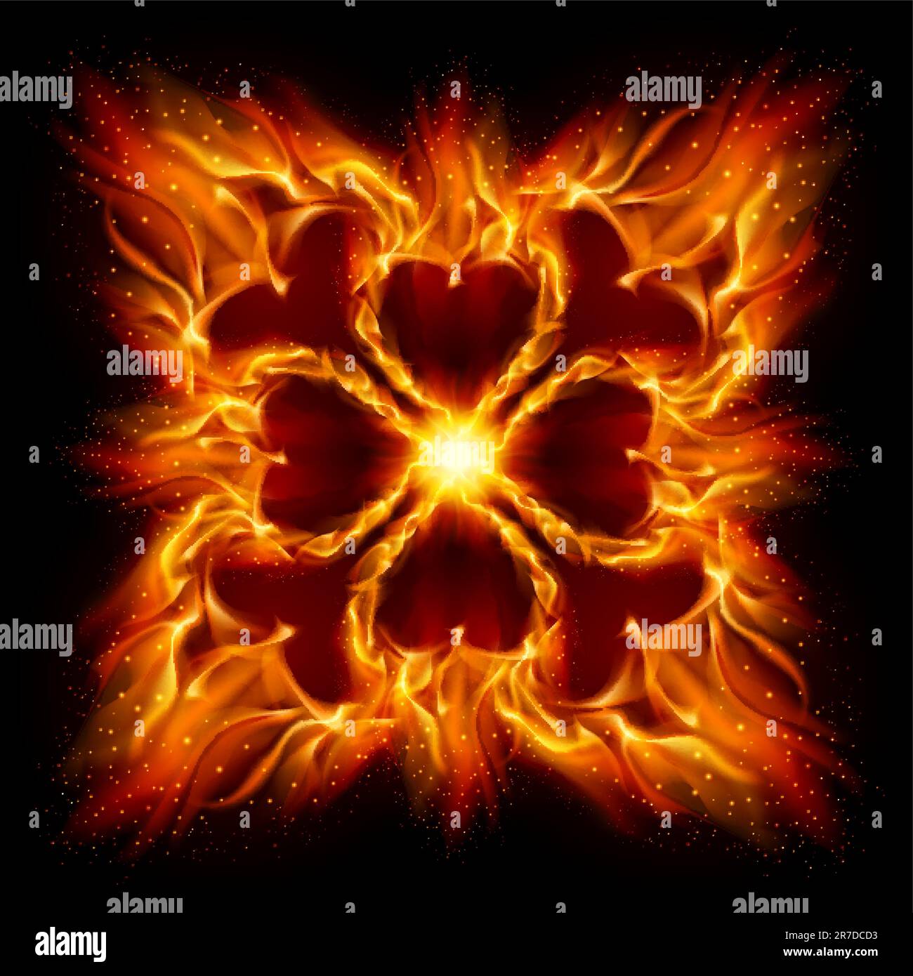 Burning fire cross Illustration on black background for design Stock ...