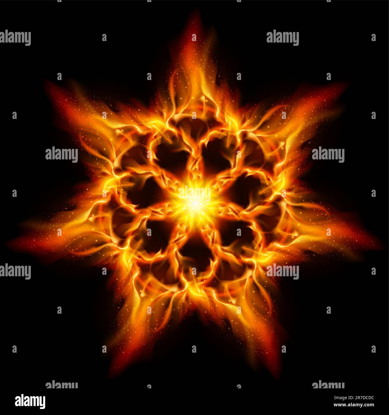 Fire flower. Illustration on black background for design Stock Vector ...