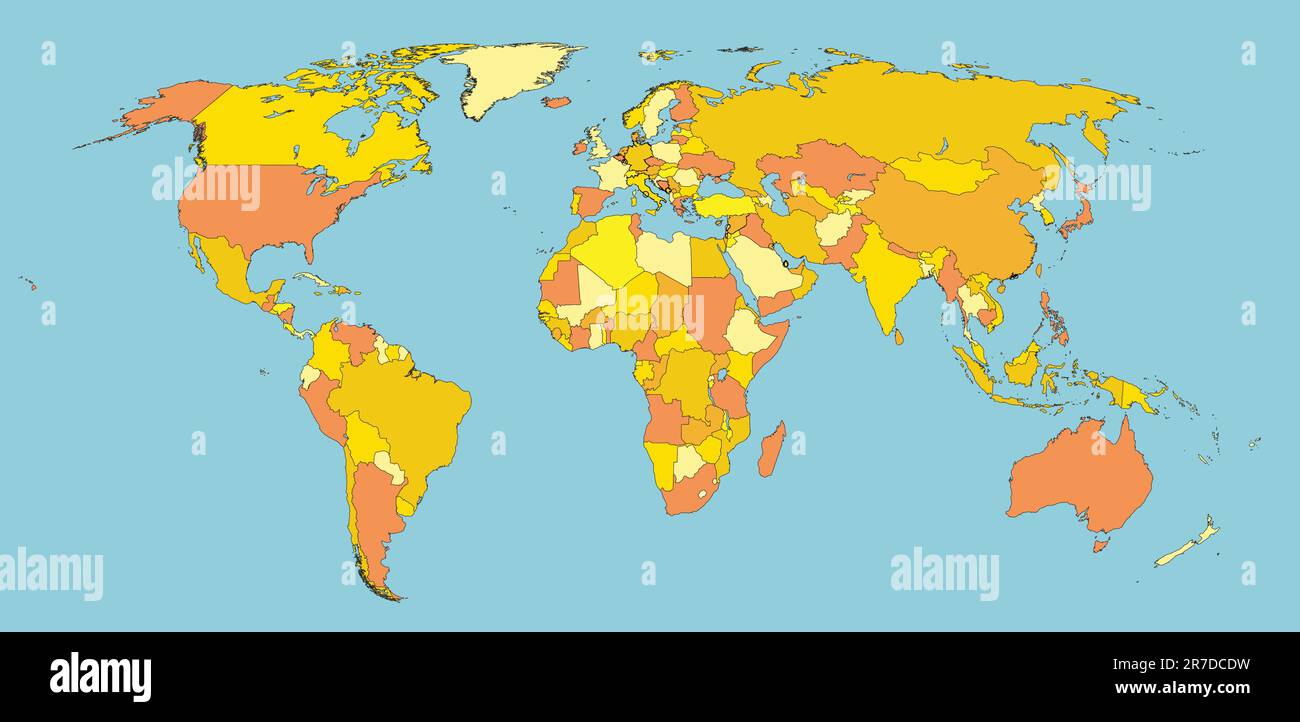 political map of world with country territories in different colors ...