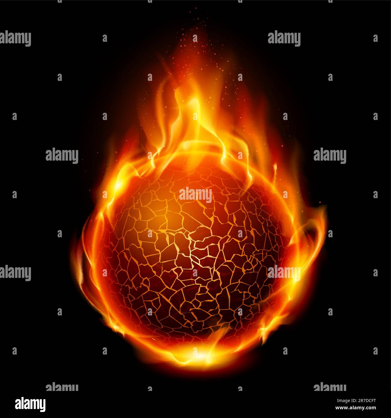 Fire ball. Illustration on black background for design Stock Vector ...