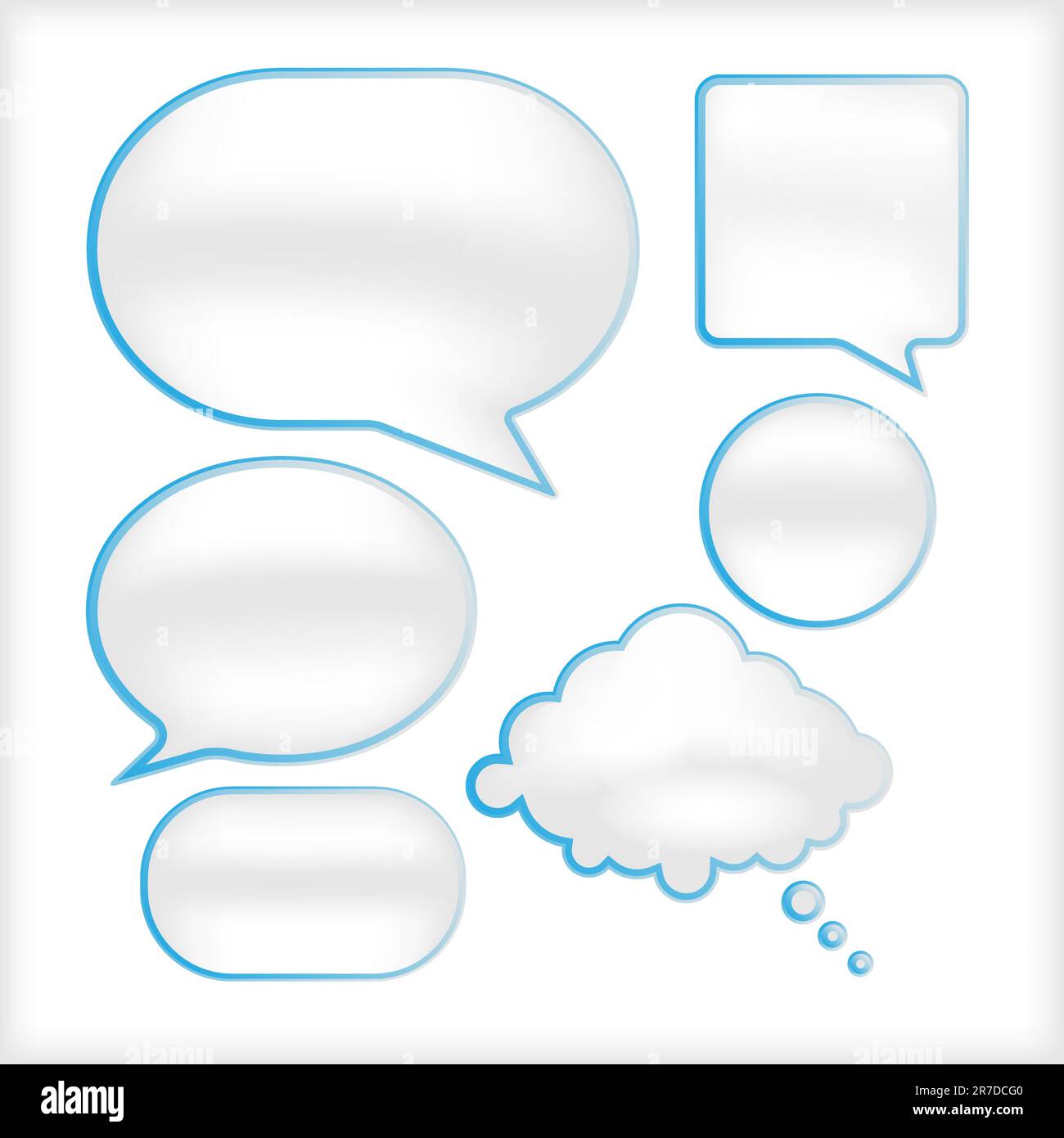 Glossy Speech Bubbles in Blue and White on White Background Stock ...