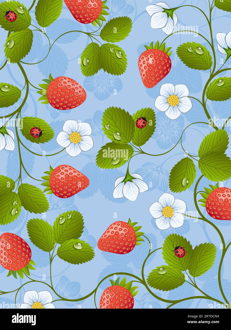 Floral background with strawberry. Vector illustration Stock Vector ...