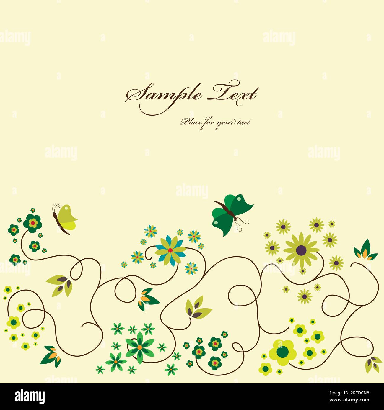 Vector green floral greeting card Stock Vector Image & Art - Alamy