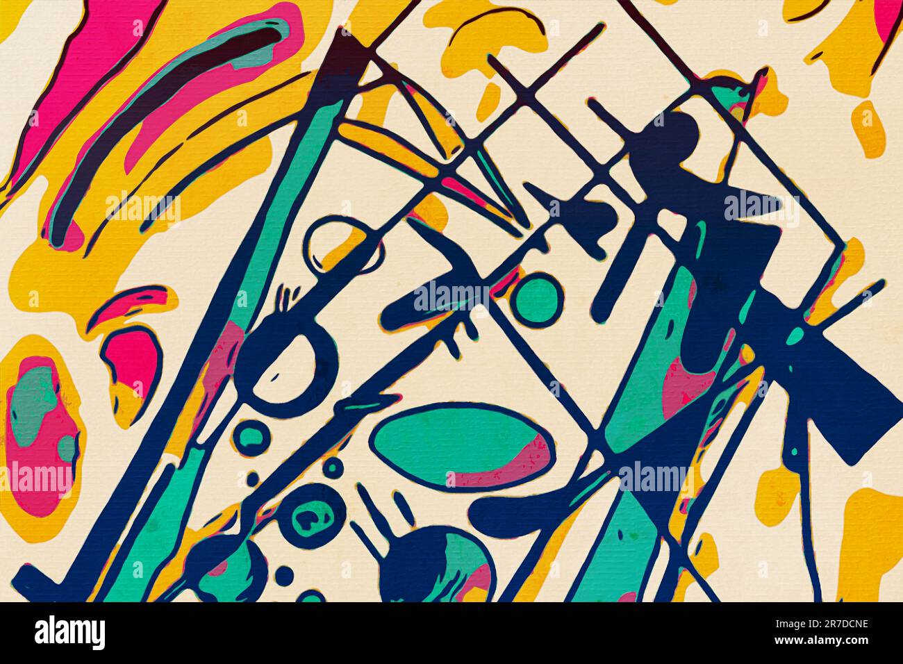 Watercolor painting on canvas . Abstract background with geometric ...