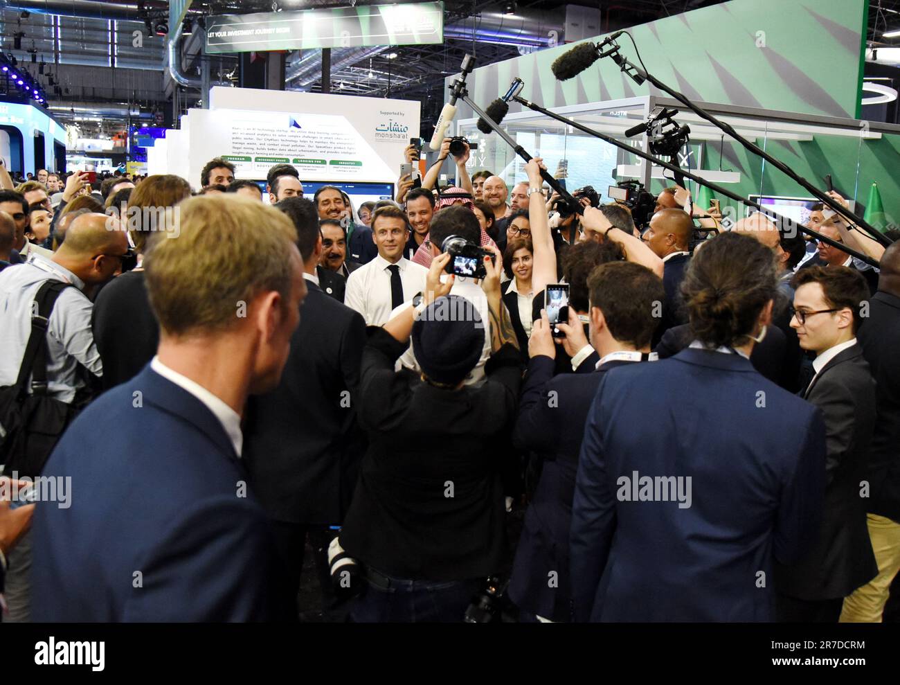 Paris, France. 14th June, 2023. French President Emmanuel Macron visit ...