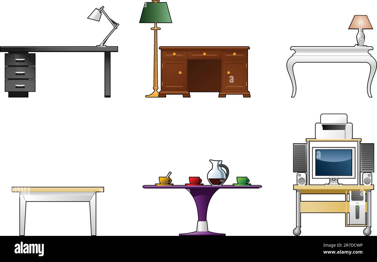 Vector color illustration of six tables Stock Vector Image & Art - Alamy