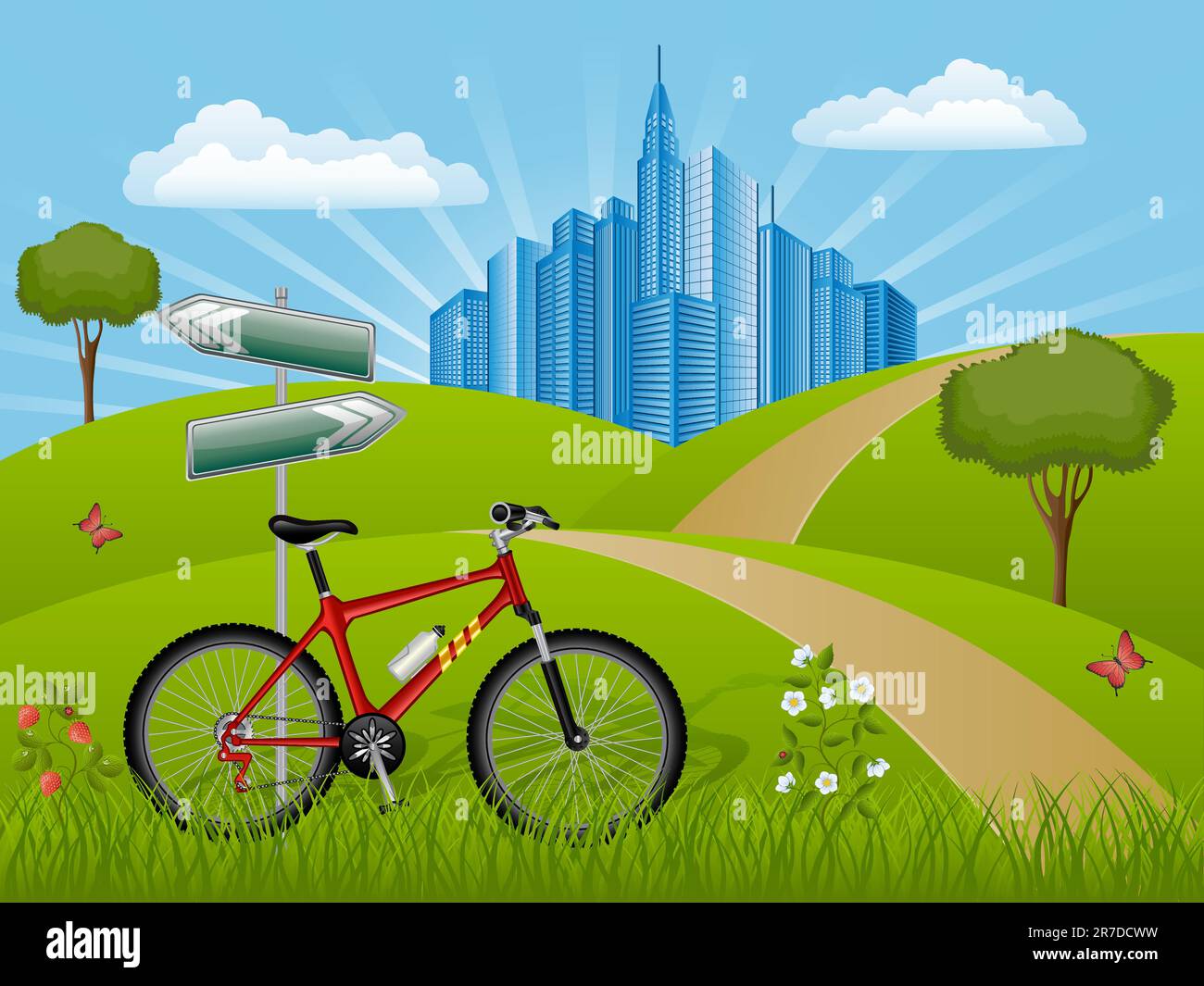 Summer landscape with a bike Stock Vector Image & Art - Alamy