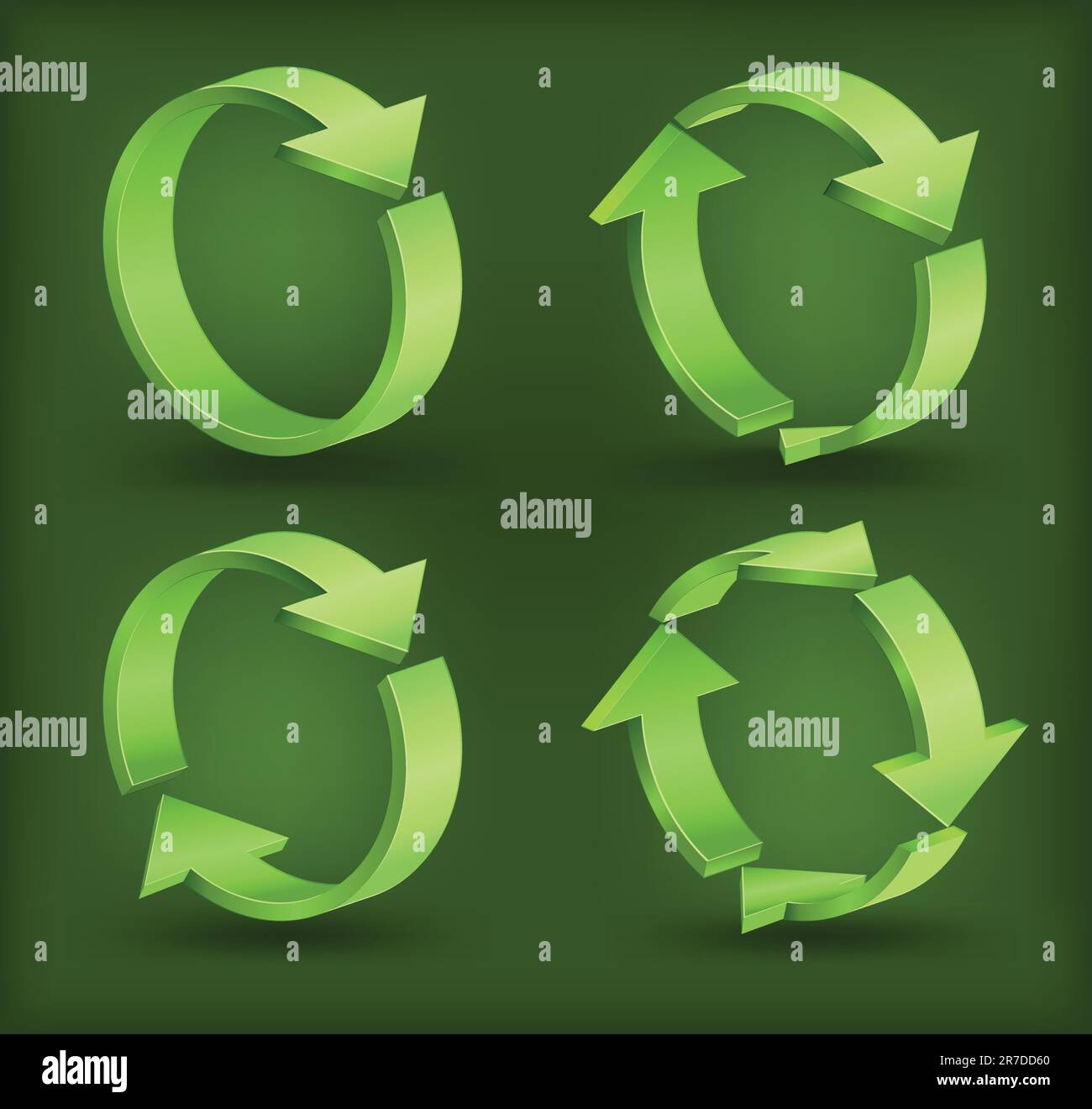 Arrows around circles isolated on green background, vector illustration ...