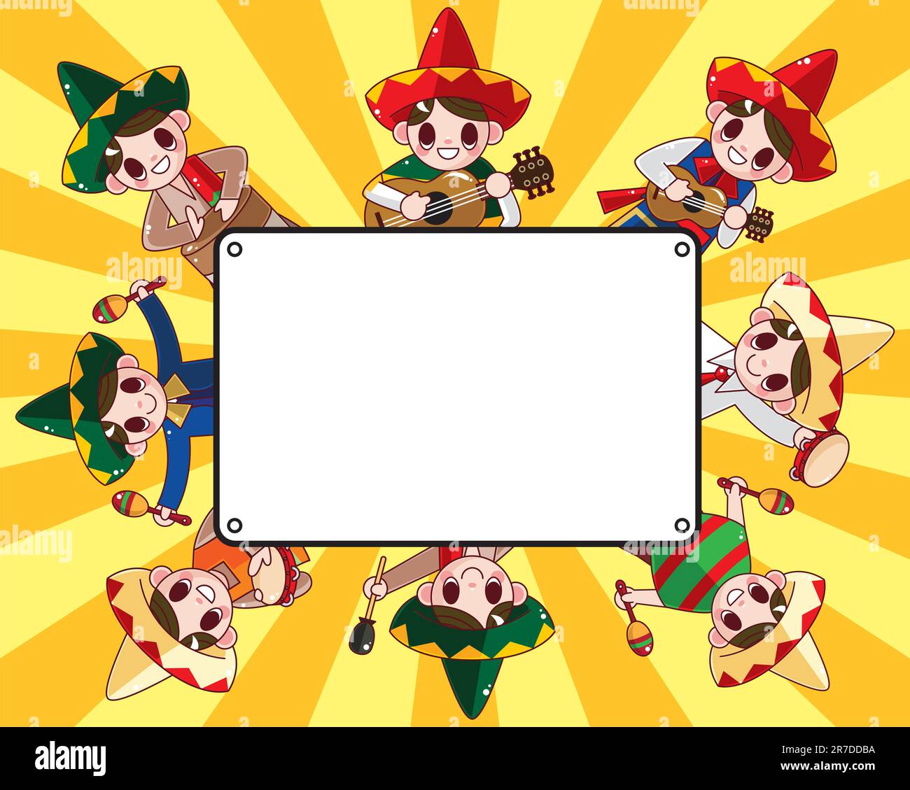 cartoon Mexican music band ,board card,vector Stock Vector Image & Art ...