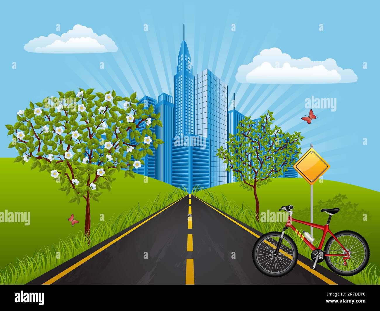 Summer landscape with a bike Stock Vector Image & Art - Alamy