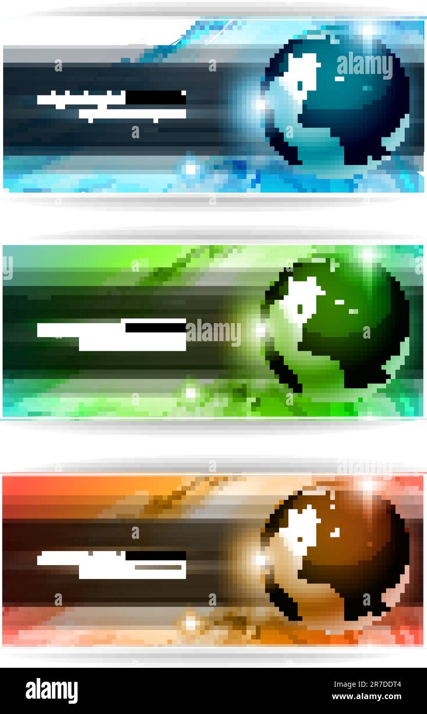 Hi Tech business card or web header backgrounds with 3D earth design ...