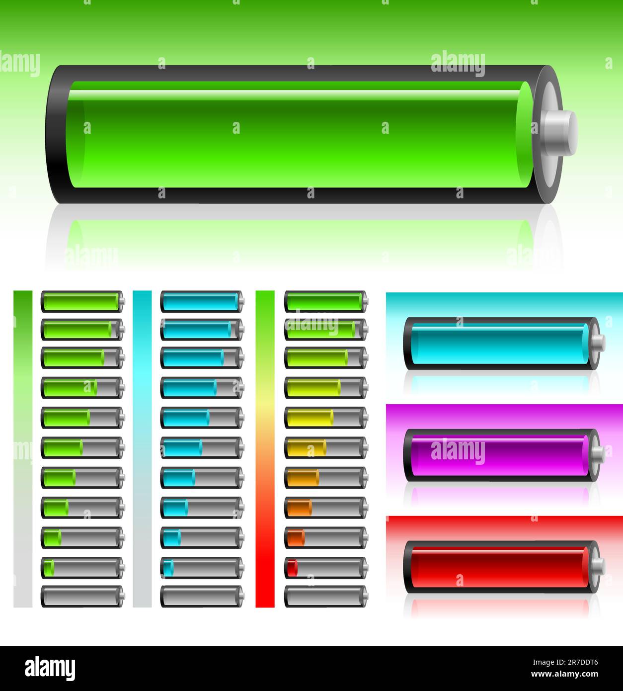 Set of transparent battery on the white background for design Stock ...