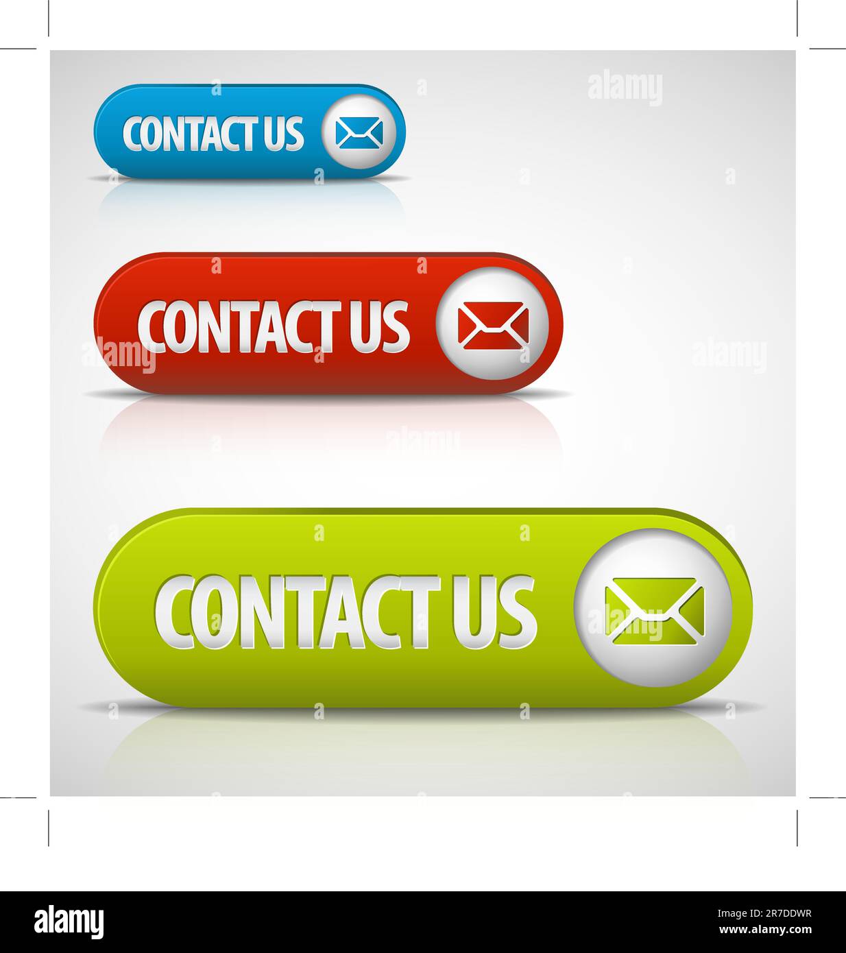 set of contact us buttons - red, green and blue Stock Vector Image ...