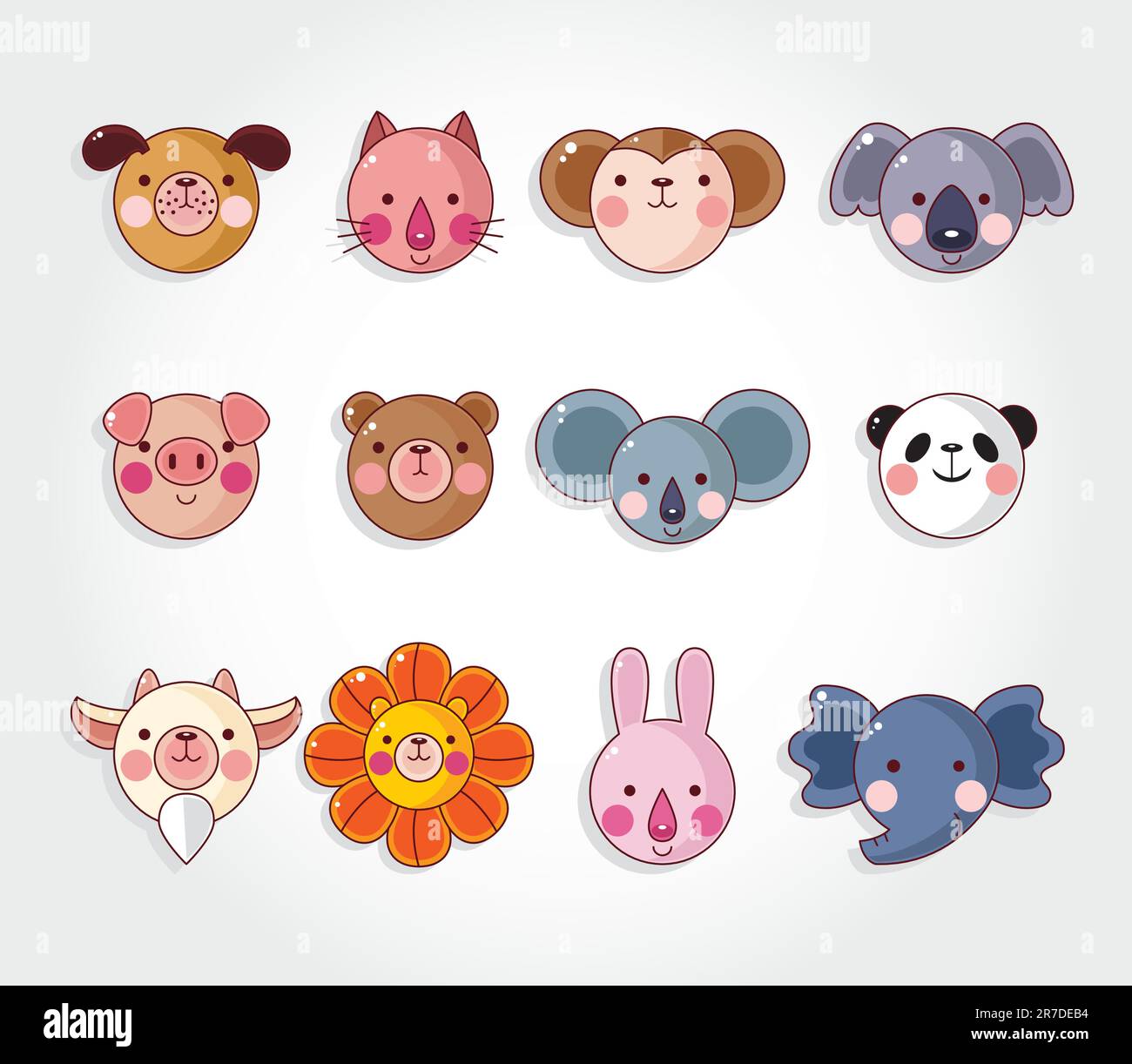cartoon animal face icon set,vector Stock Vector Image & Art - Alamy