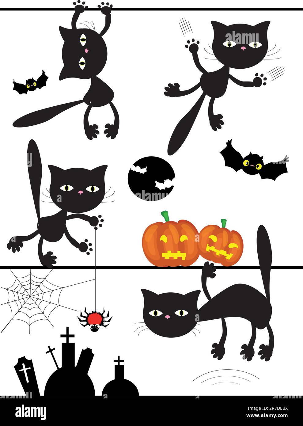 Vector Halloween black cats Stock Vector Image & Art - Alamy