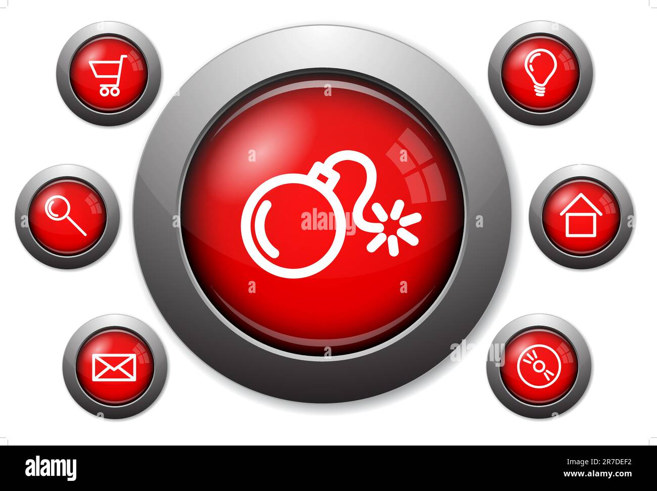 Colorful red glassy web buttons with metal borders Stock Vector Image ...