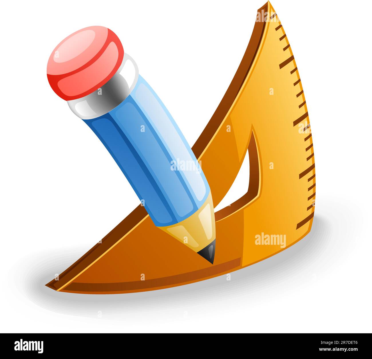 Pencil and triangle. Isolated on white background Stock Vector Image ...