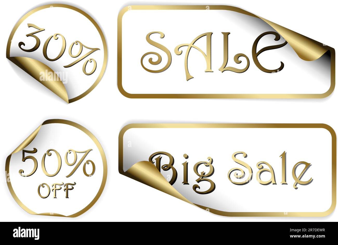 Set of white labels badges and stickers with golden border Stock Vector ...
