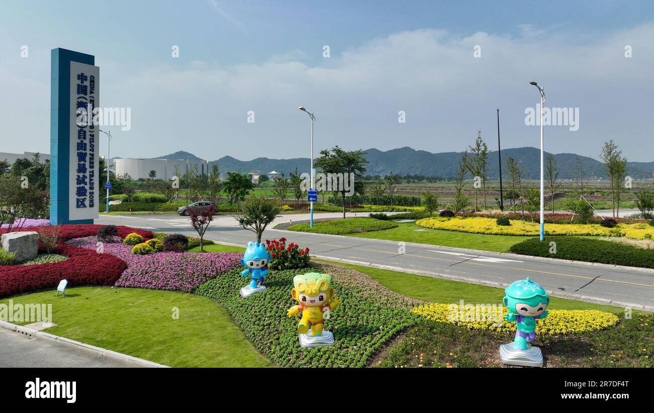 ZHOUSHAN, CHINA - JUNE 15, 2023 - A set of 1.9-meter-tall mascots named ...
