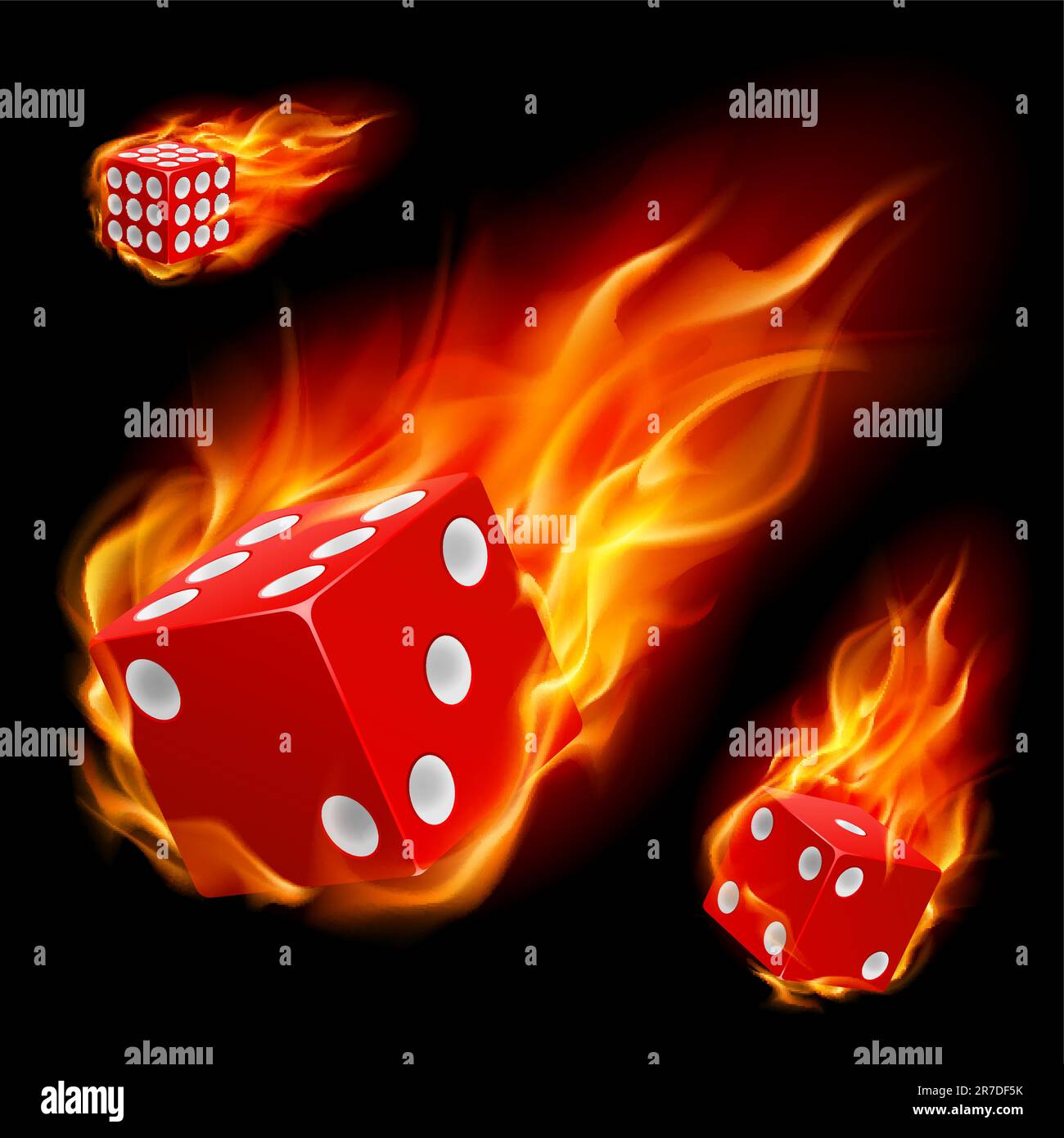 Dice in fire. Illustration on black background Stock Vector Image & Art ...