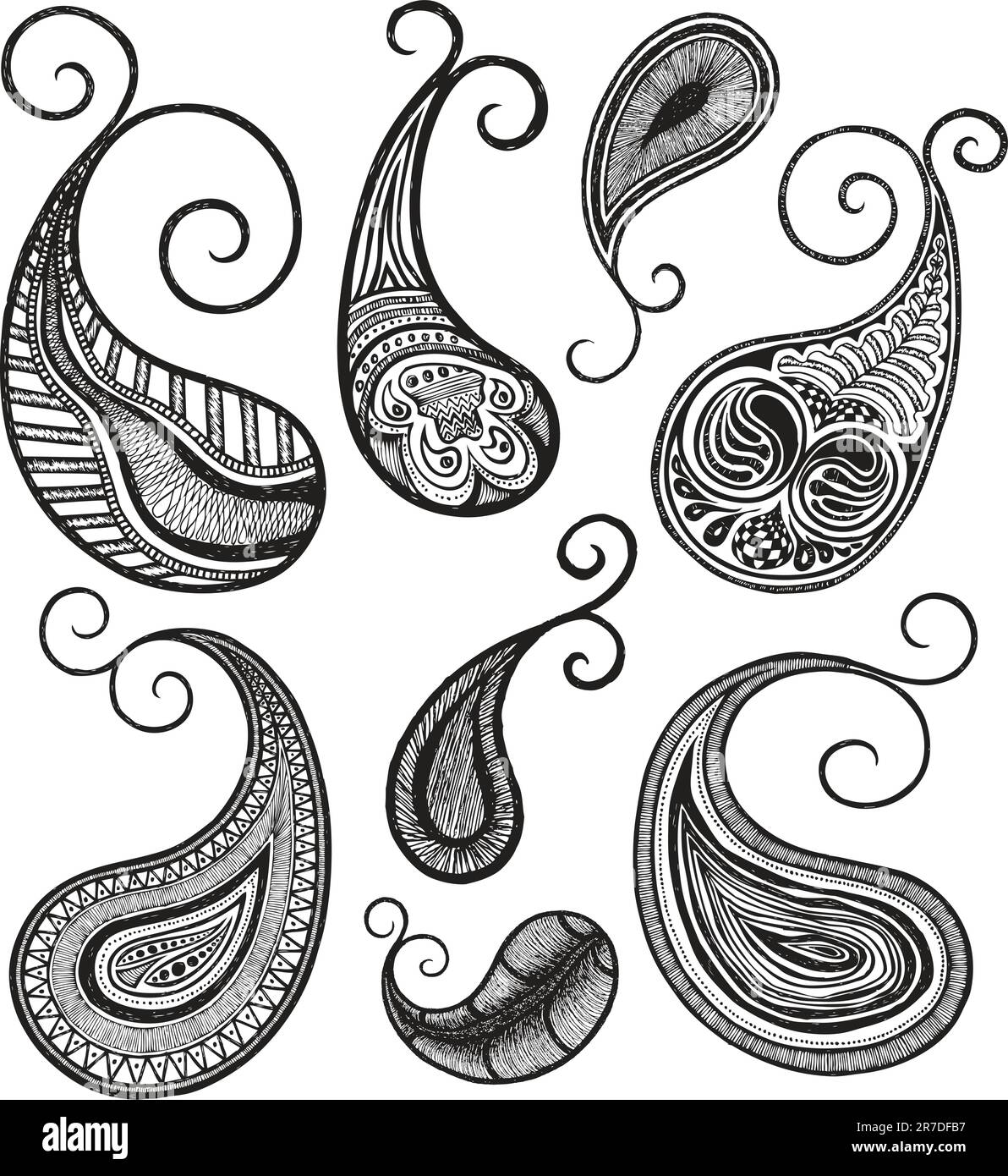 Abstract paisley pattern Black and White Stock Photos & Images - Alamy