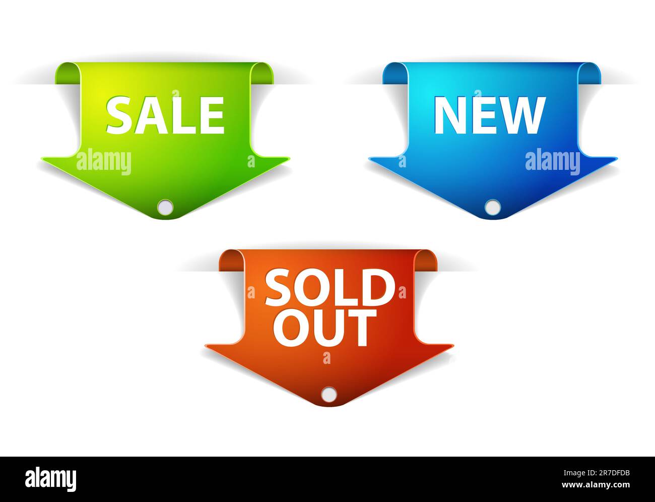 Set of eshop tags for new, sale and sold out items - blue, green and ...