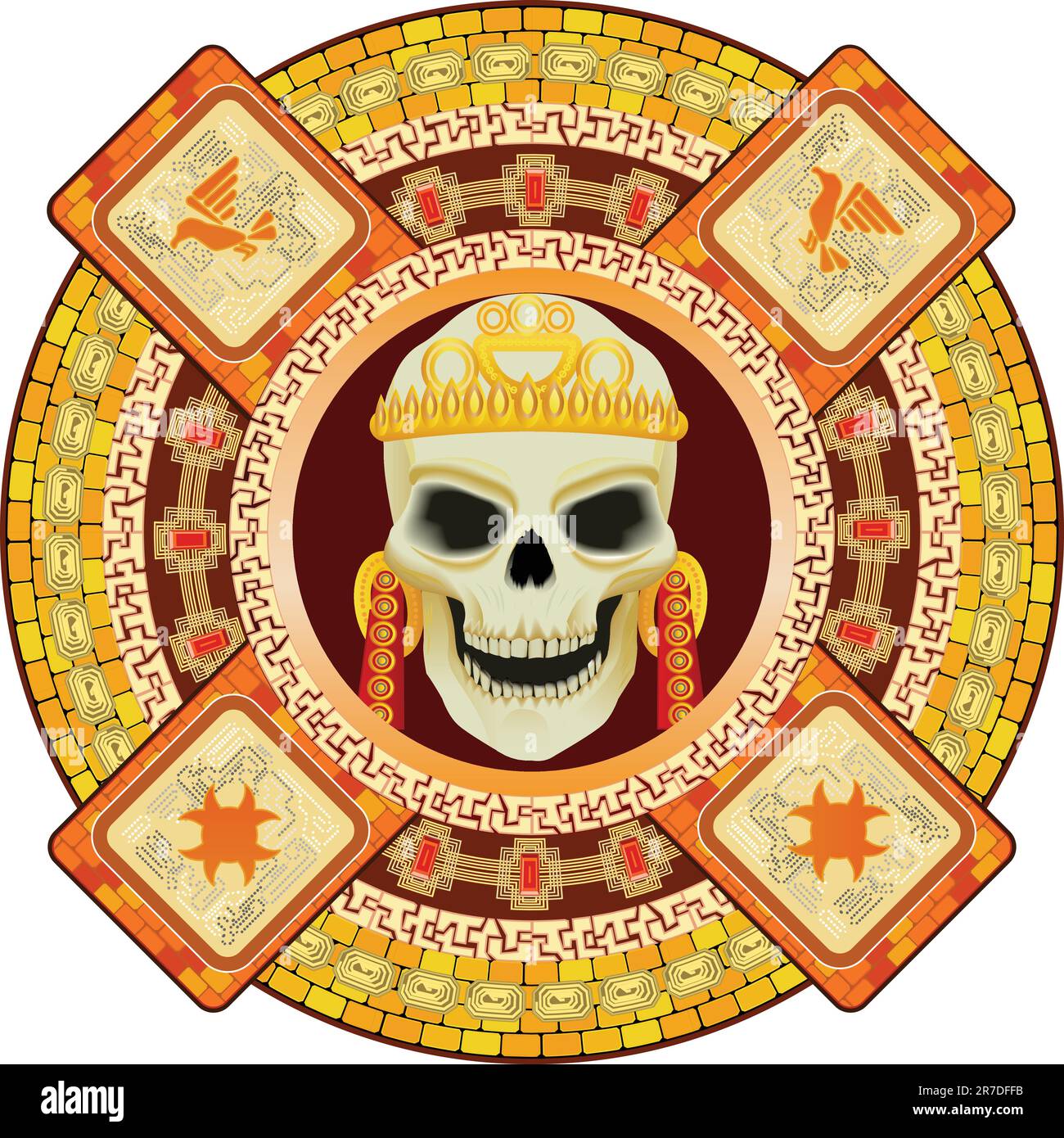 Skull the god of death of Aztecs stylization in a vector Stock Vector ...
