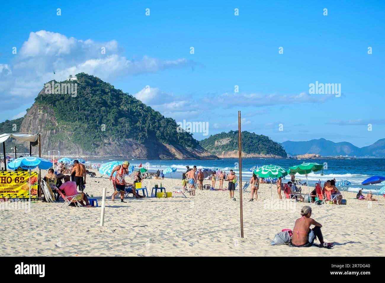 Rio de Janeiro, Brazil - May 25, 2023: Beachgoers enjoy a sunny day on ...