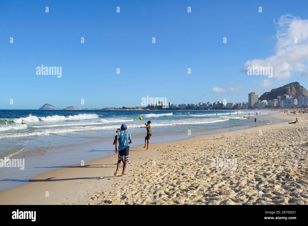 Rio de Janeiro, Brazil - May 25, 2023: Boys engage in a ball game on ...