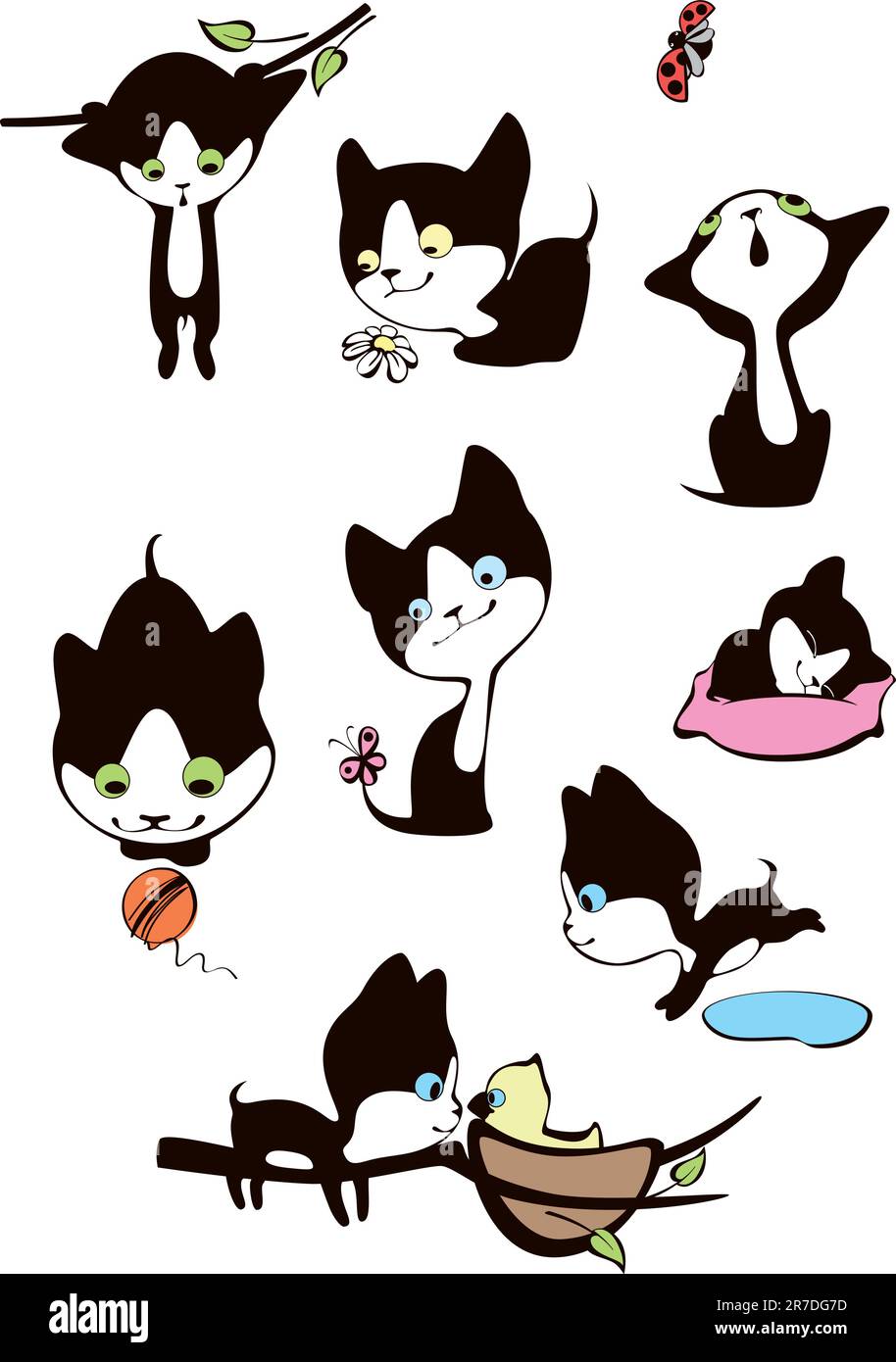 The Complete Set Of Cheerful Little Kittens Stock Vector Image And Art Alamy