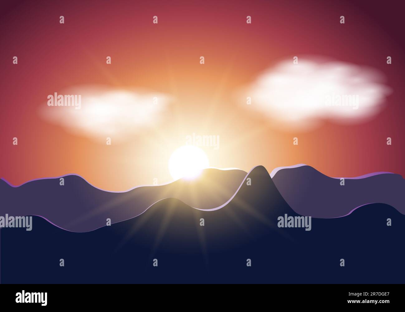 Vector sunrise mountains illustration Stock Vector Image & Art - Alamy