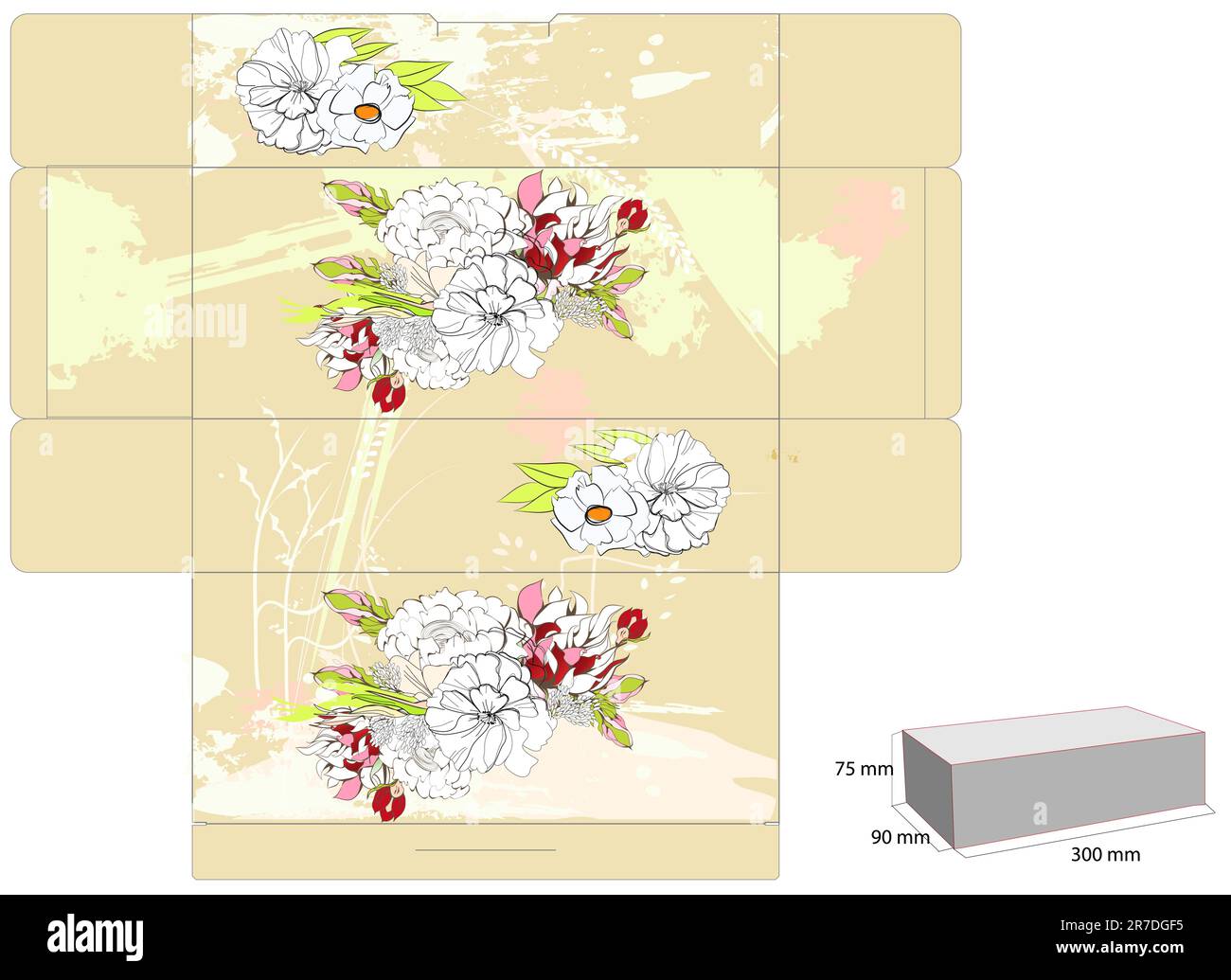 Template for box with flowers Stock Vector Image & Art - Alamy
