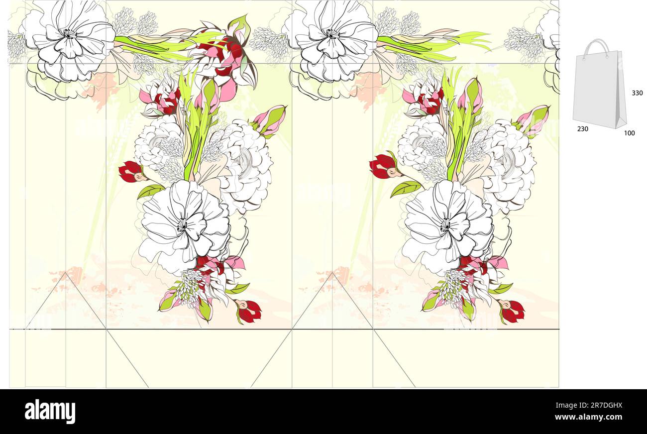 Template for bag with flowers Stock Vector Image & Art - Alamy