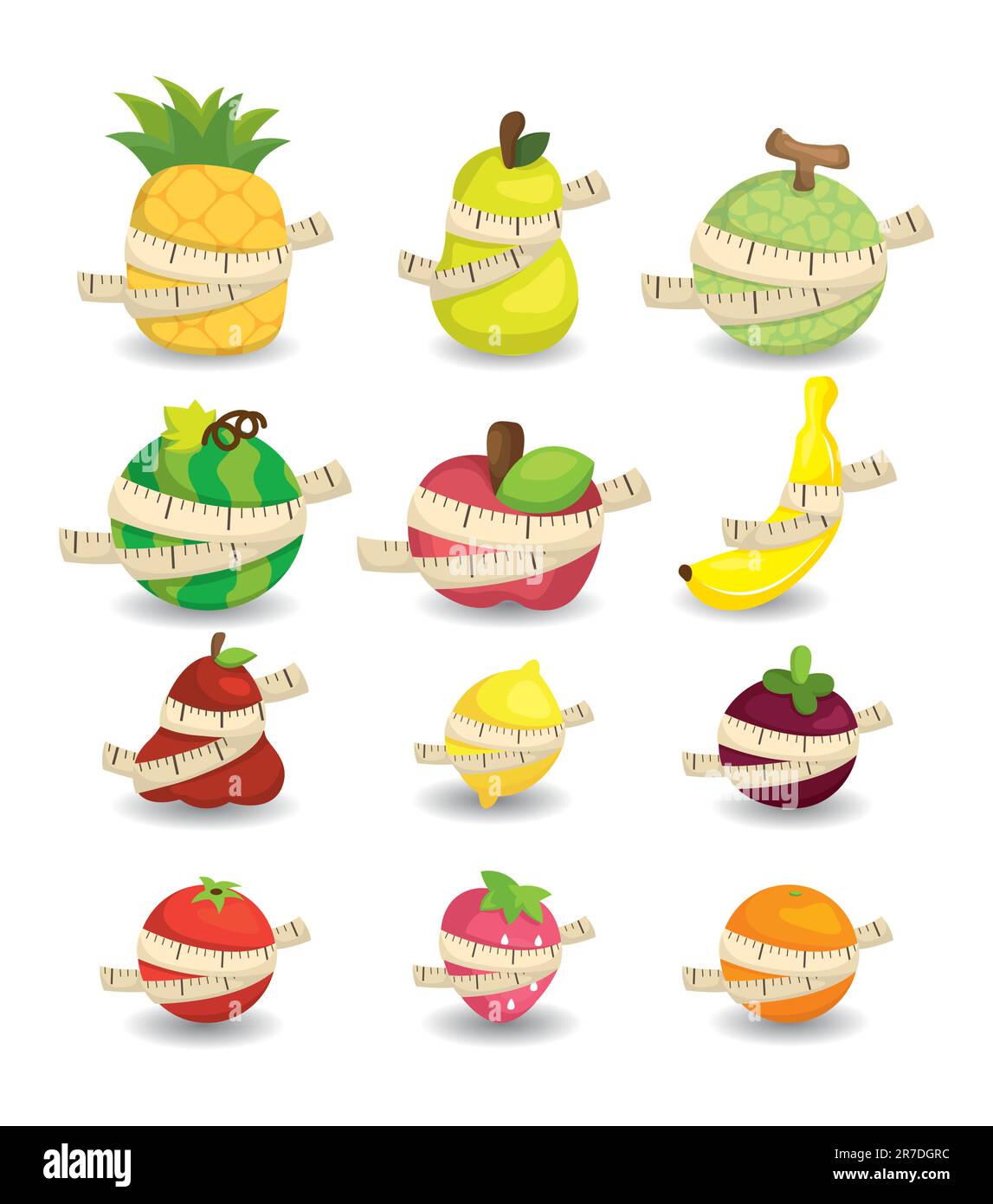 set of fresh fruit and ruler health icon Stock Vector Image & Art - Alamy