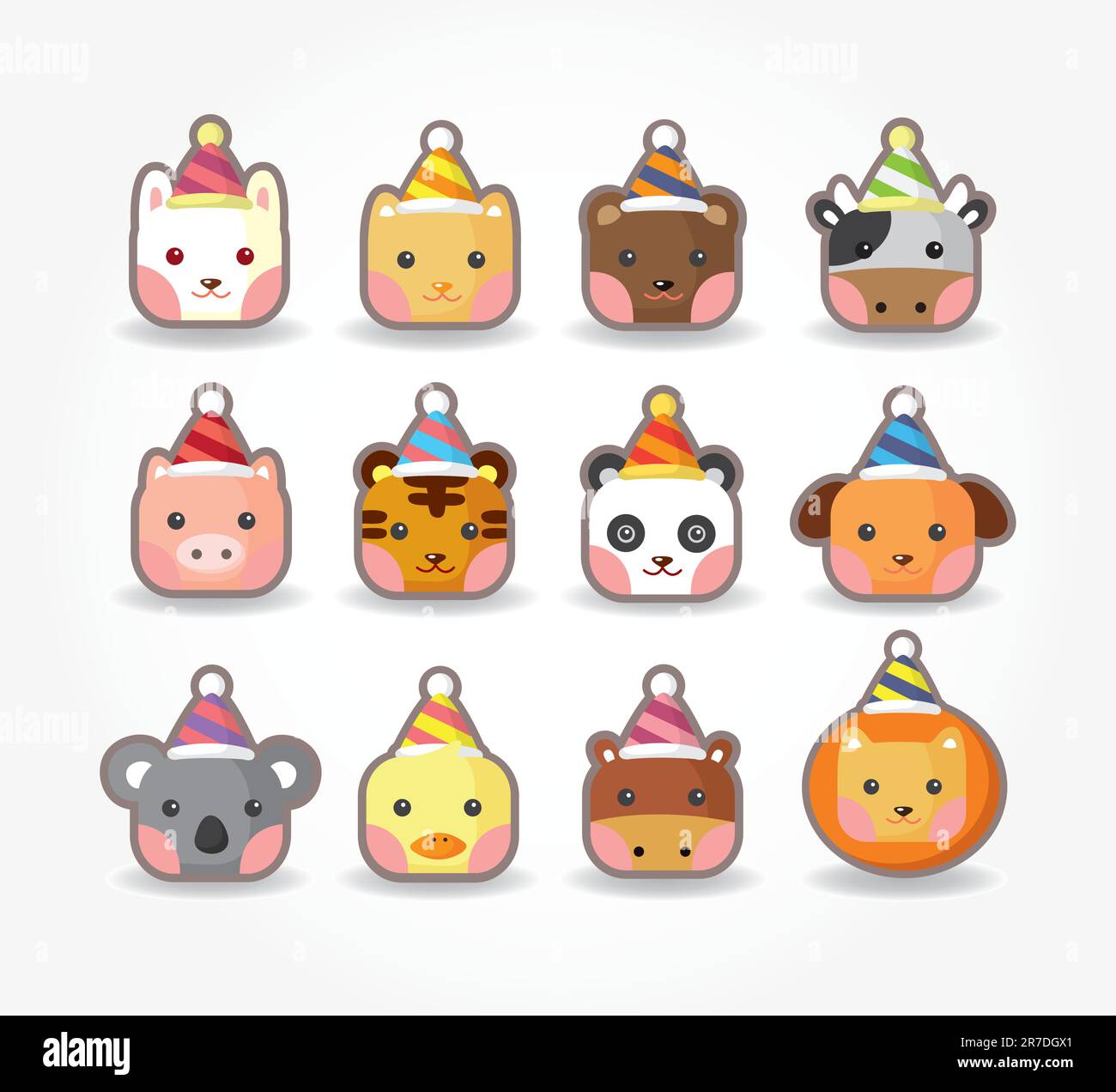 cartoon party animal icon set Stock Vector Image & Art - Alamy