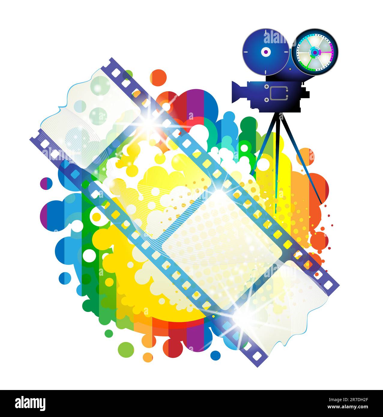 Film frames with camera over colorful background Stock Vector Image ...