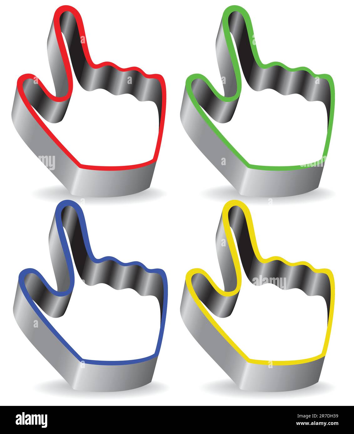 set of colorful pointers in the shape of the hand Stock Vector Image ...