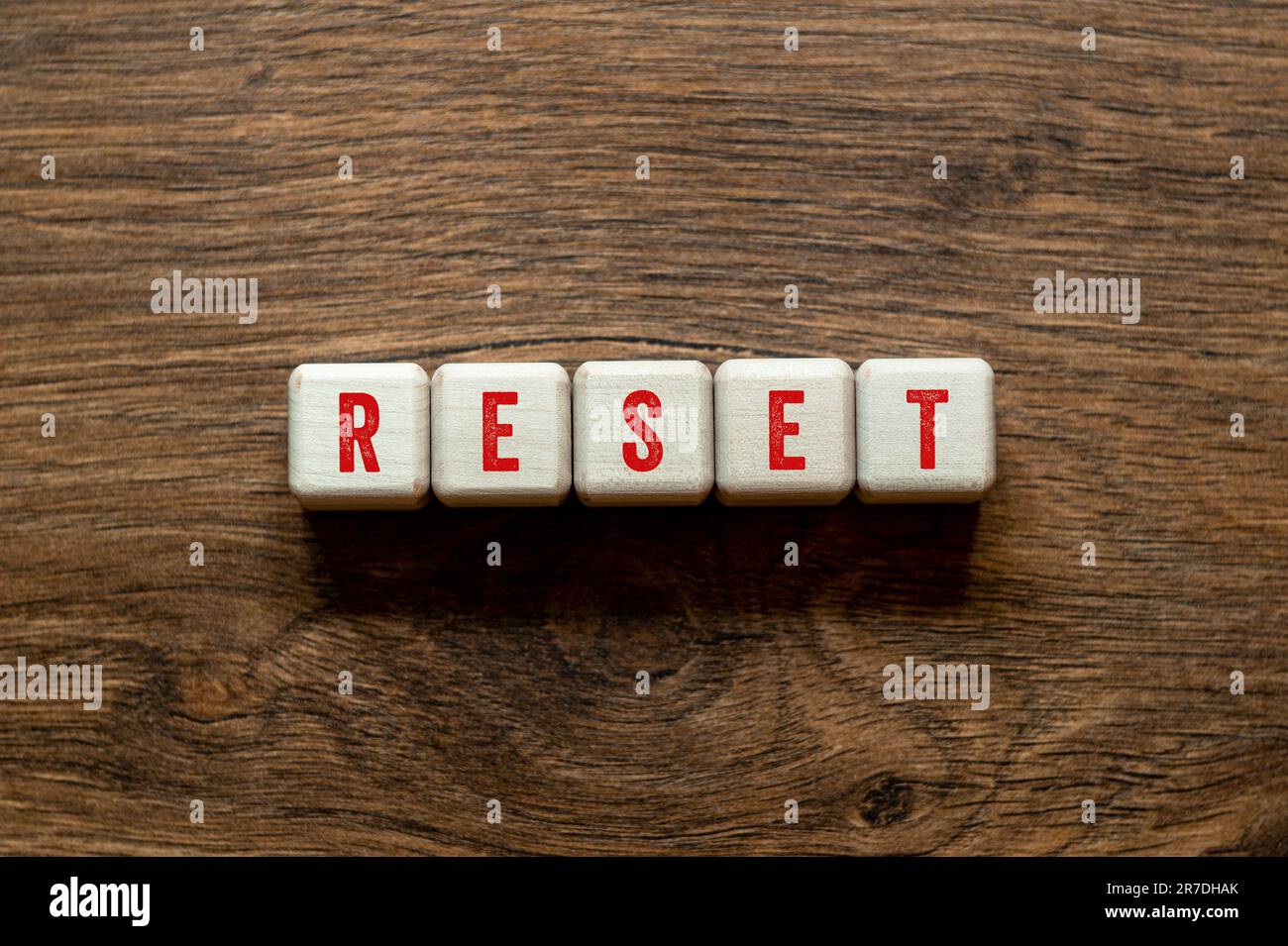 Reset - word concept on building blocks, text, letters Stock Photo - Alamy