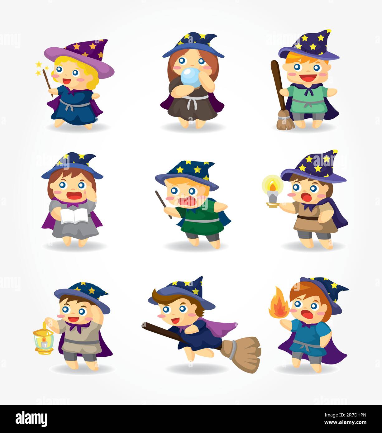 cartoon Wizard and Witch icon set Stock Vector Image & Art - Alamy