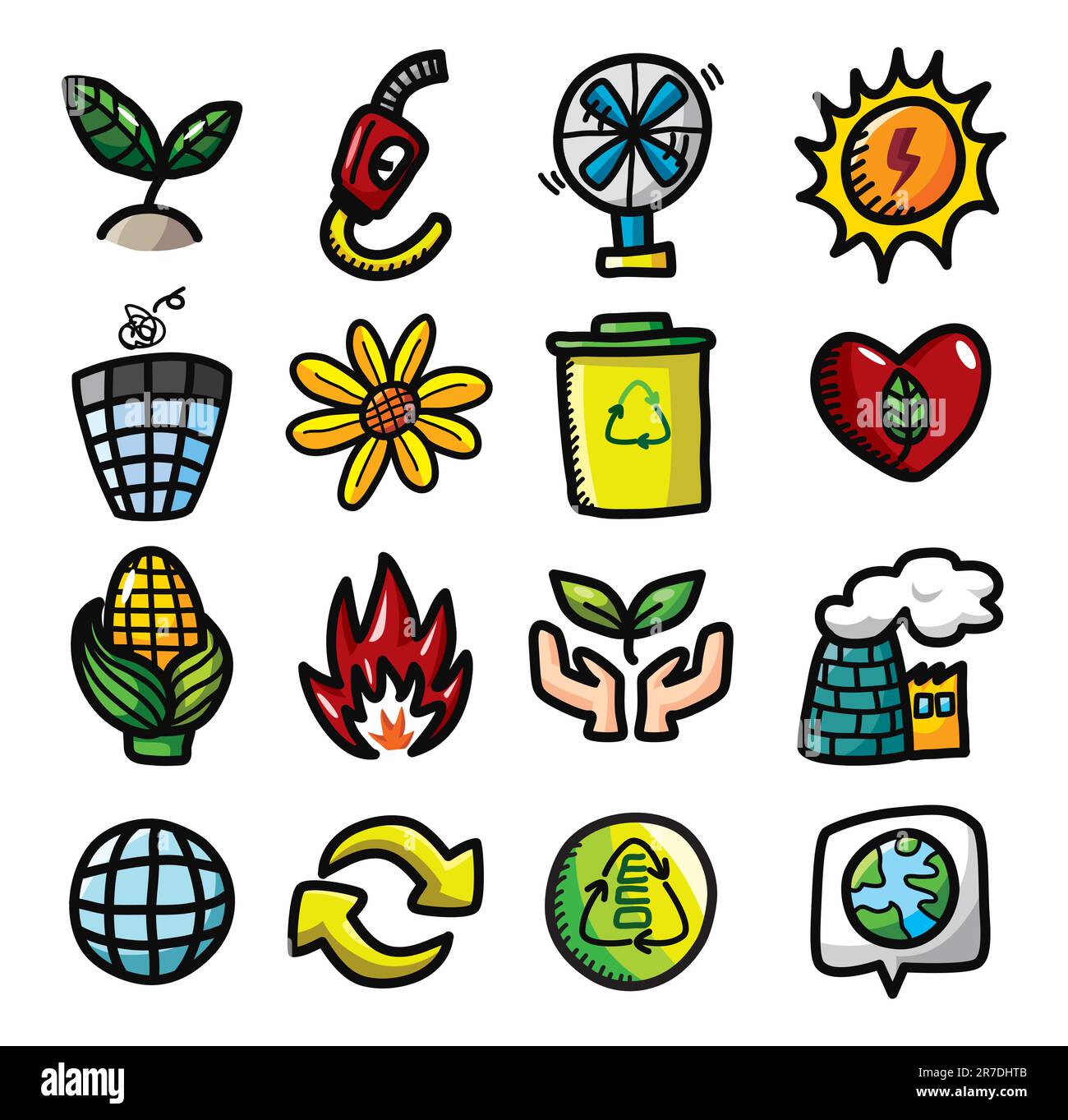 hand draw cartoon eco icons Stock Vector Image & Art - Alamy