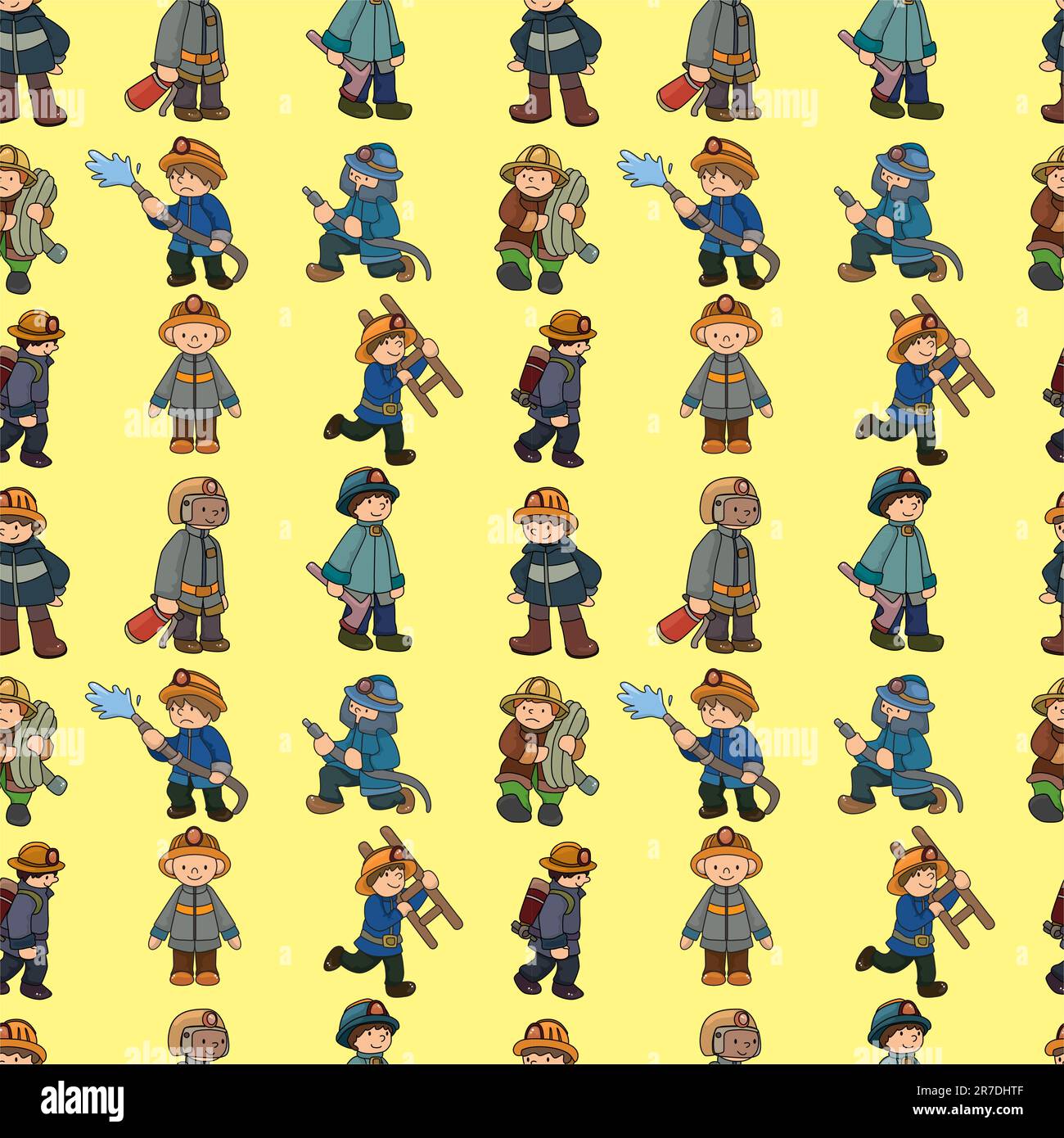 cartoon Fireman seamless pattern Stock Vector Image & Art - Alamy